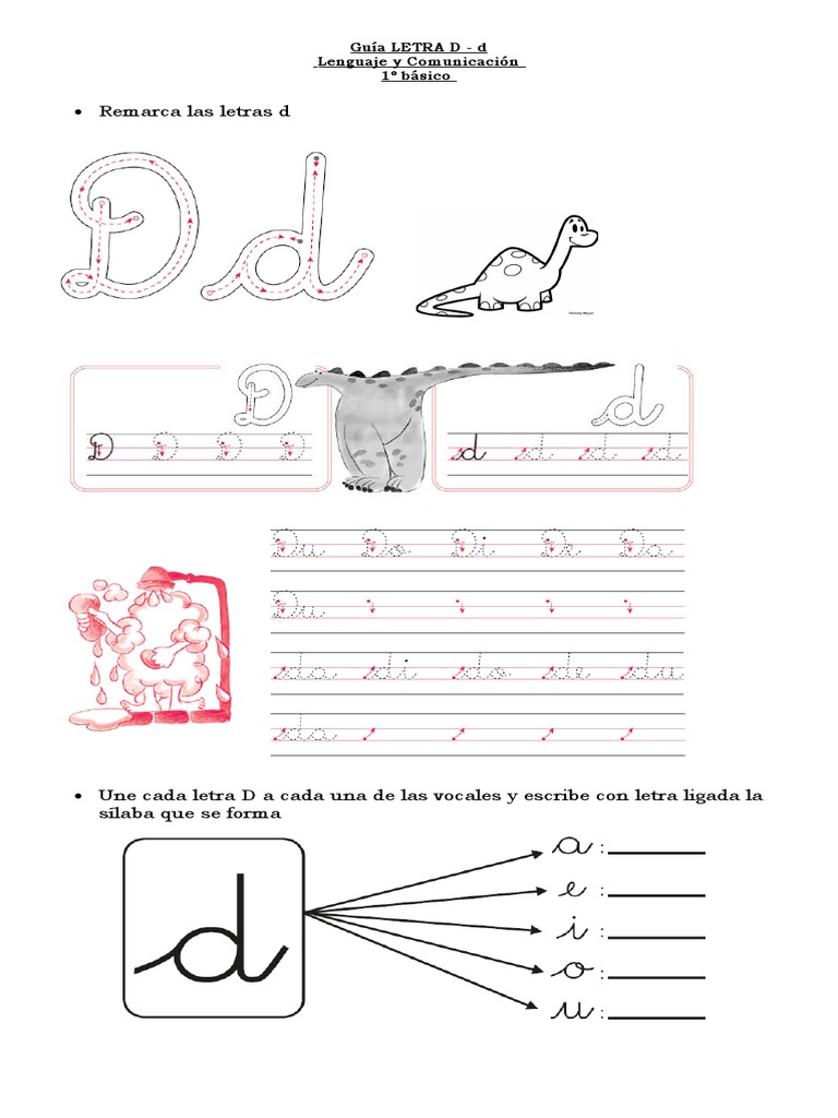 Actividades para la letra D en 1º básico | PDF | Artes del Lenguaje y ...
