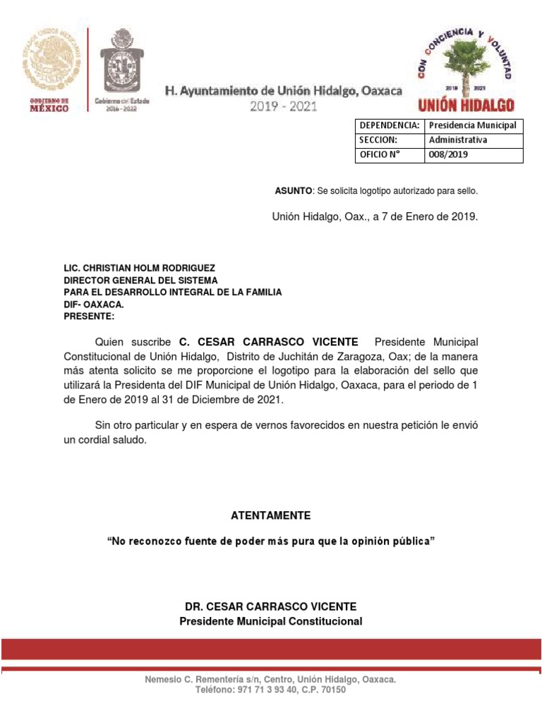 Oficio Dif Sello | PDF