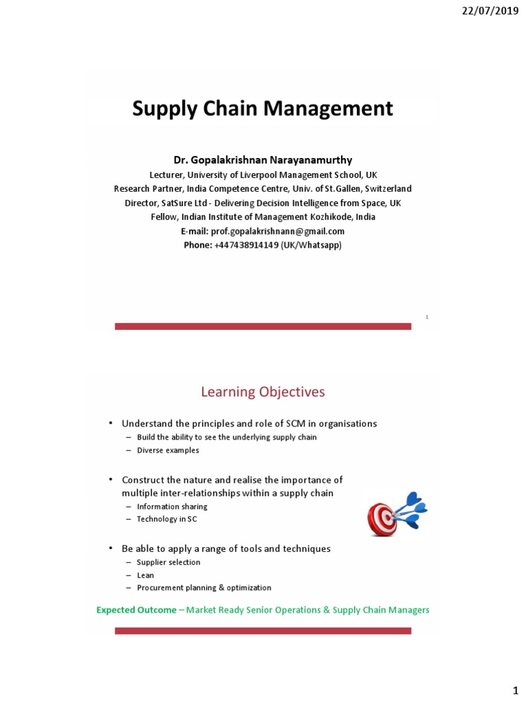 2019 SCM Session 1 & 2 Handout | PDF | Supply Chain | Retail