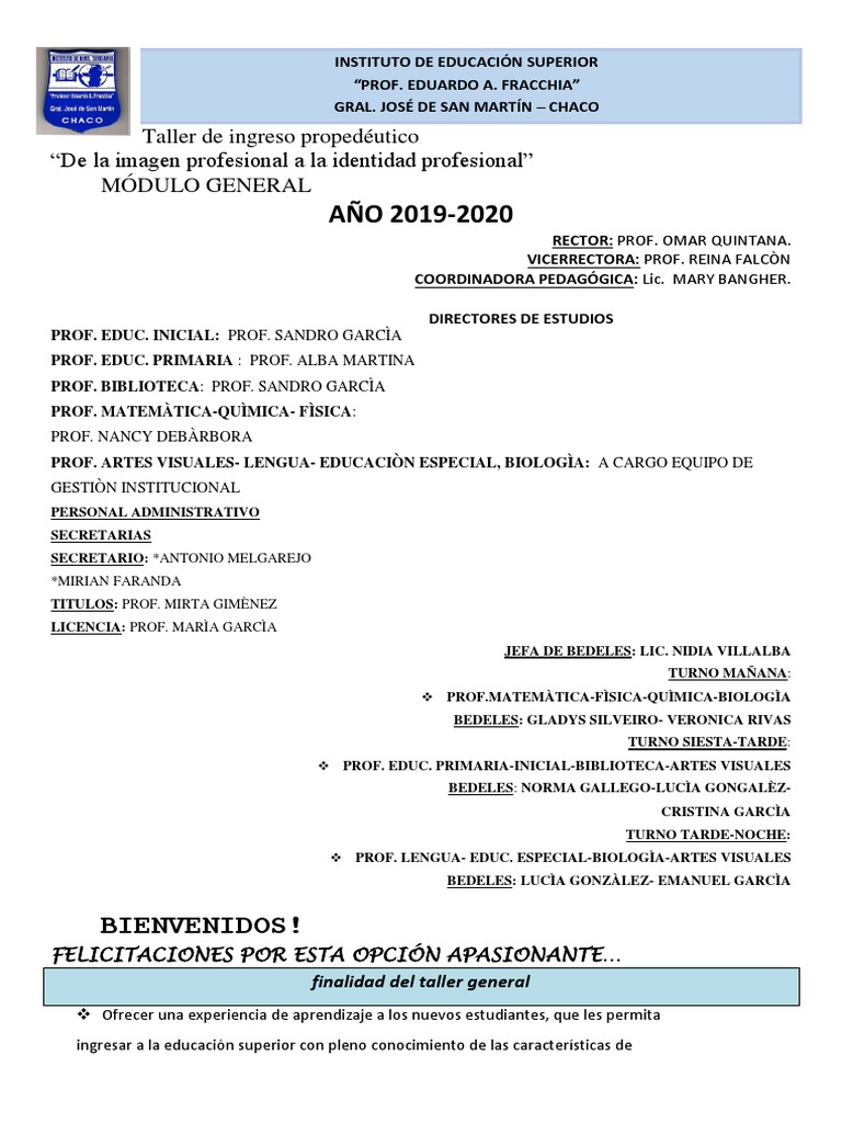 Modulo 2019 y 2020 Inicial - Primario-Artes | PDF | Plan de estudios ...