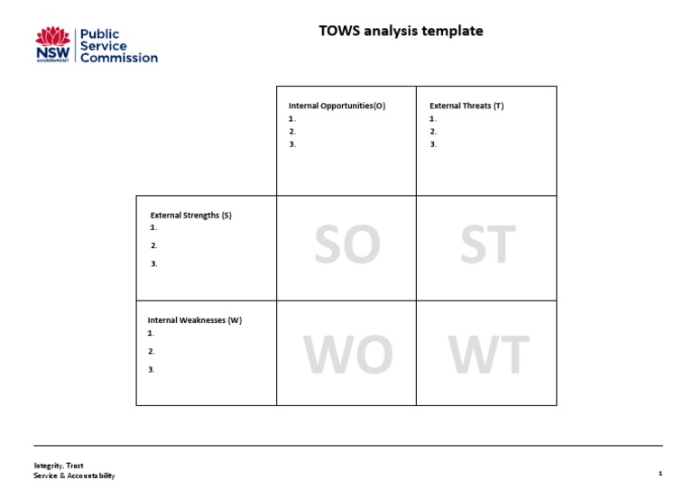 SO ST Wo WT: TOWS Analysis Template | PDF