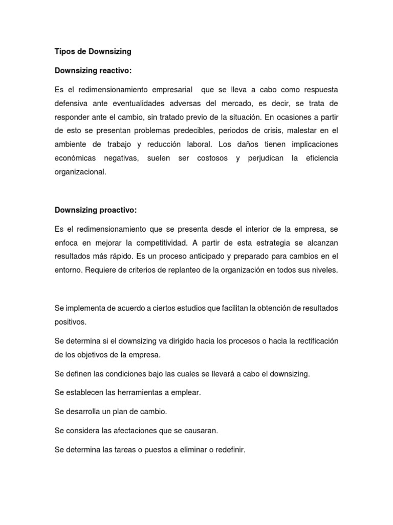 Tipos de Downsizing | PDF | Economias | Business