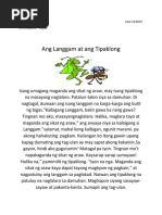 Si Langgam at Tipaklong (Pabula) | PDF