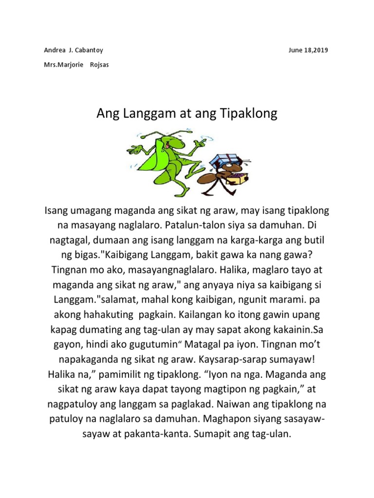 Ang Langgam at Ang Tipaklong | PDF