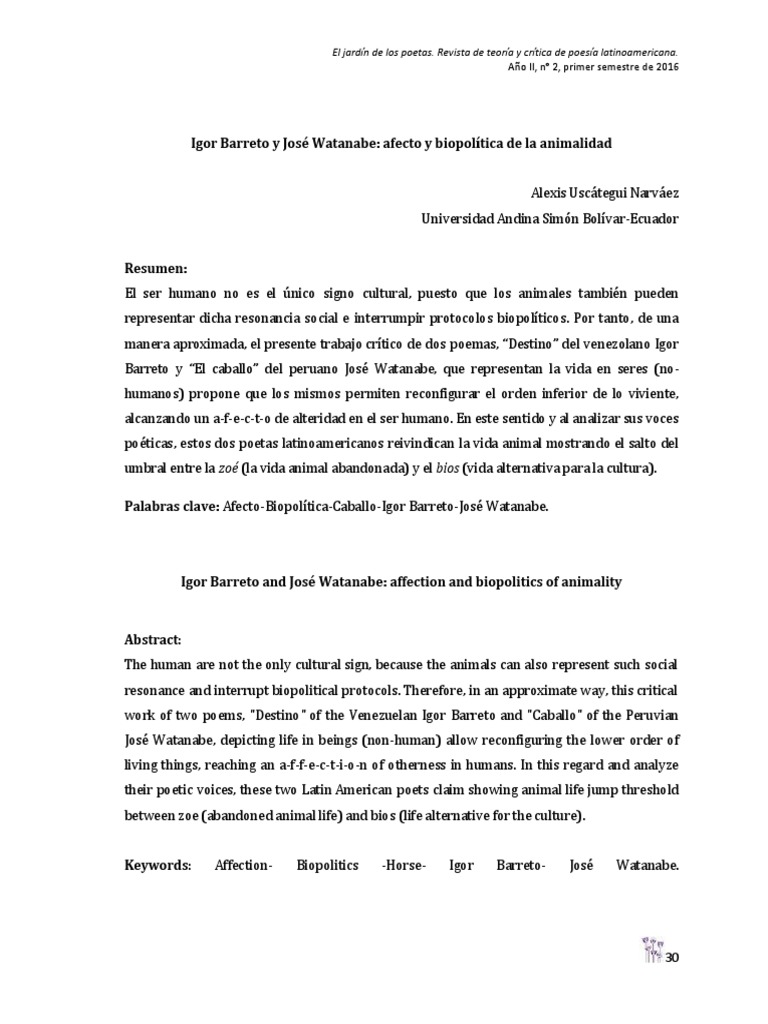 Igor Barreto y Jose Watanabe Afecto y Bi PDF | Descargar gratis PDF ...