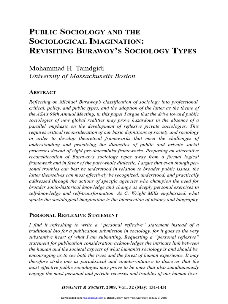 Revisiting Burawoy's Sociology Types | PDF | Sociology | Reflexivity ...
