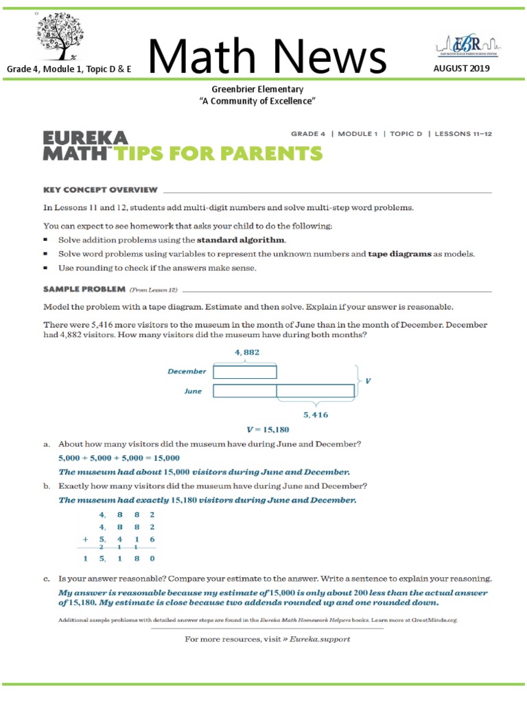 Math Tips Sheet Module 1 Lessons 11-14 | PDF