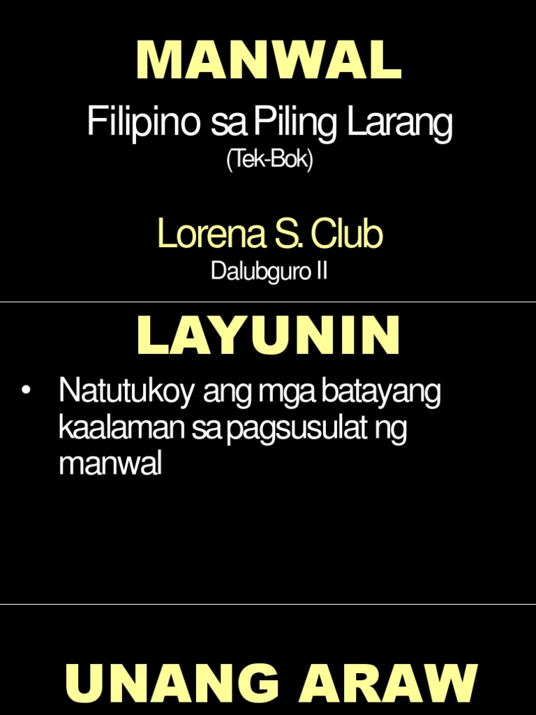 Manwal Filipino Sa Piling Larang | PDF