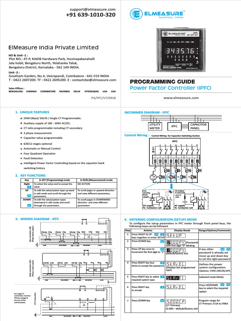 Elmeasure Power Factor Controller Ipfc Programming Guide | PDF | Capacitor | Electrical Engineering