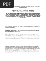 Republic Act 11210 - 105-Day Expanded Maternity Law | PDF | Parental ...