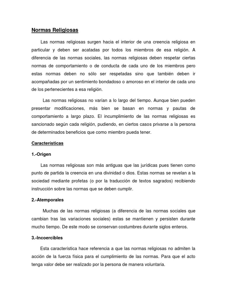 Normas Religiosas: Internas y Externas | PDF | Comportamiento | Sociedad