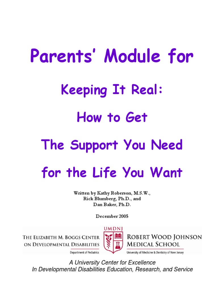Parents' Module For: Keeping It Real: How To Get The Support You Need ...