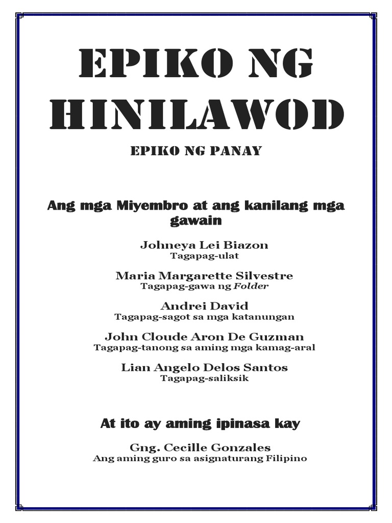 Epiko NG Hinilawod | PDF