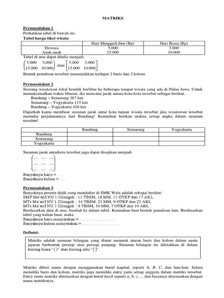 Penulisan dan Susunan Matriks Jarak | PDF | Metode & Bahan Ajar