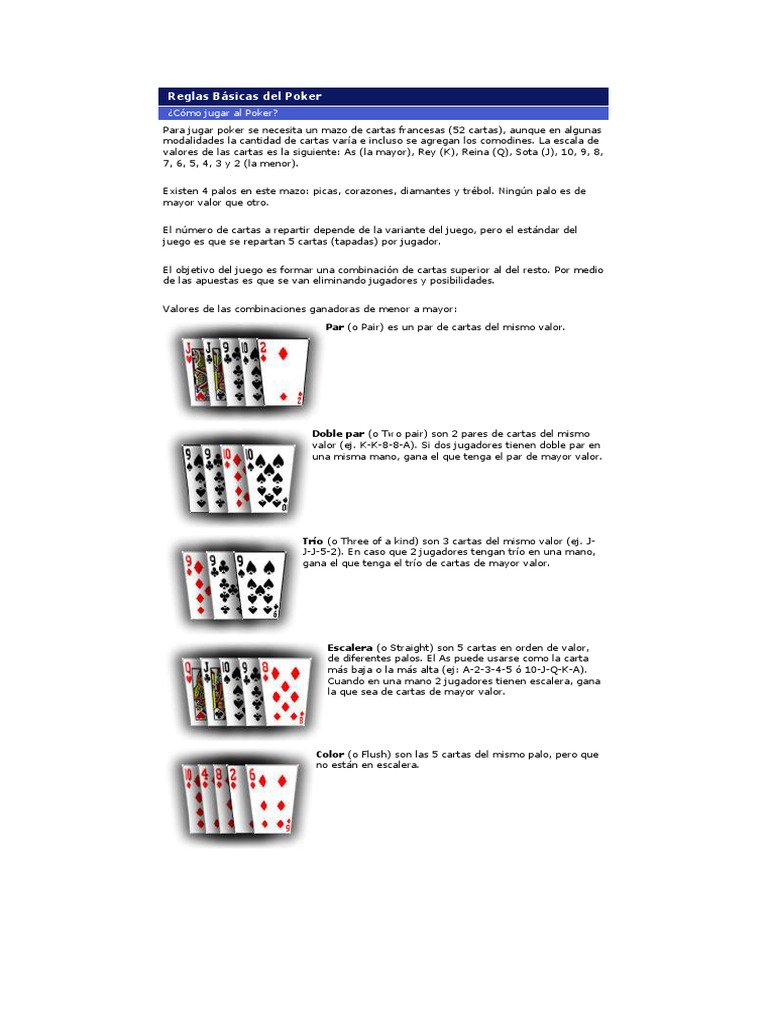 Reglas Poker | PDF | Póker | Jugando a las cartas