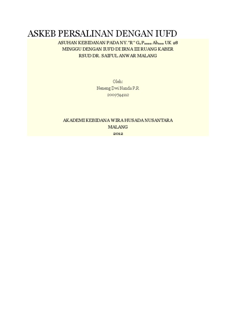 Askeb Persalinan Dengan Iufd | PDF