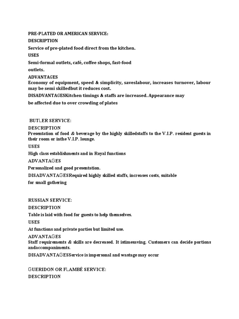 Gueridon or Flambé Service | Download Free PDF | Waiting Staff | Foods