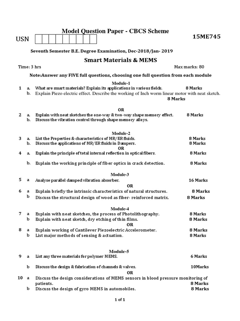 Model Question Paper - CBCS Scheme 15ME745: Seventh Semester B.E ...