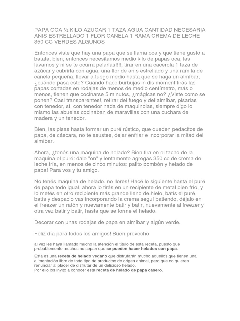 Papa Oca | PDF | Helado | Patata