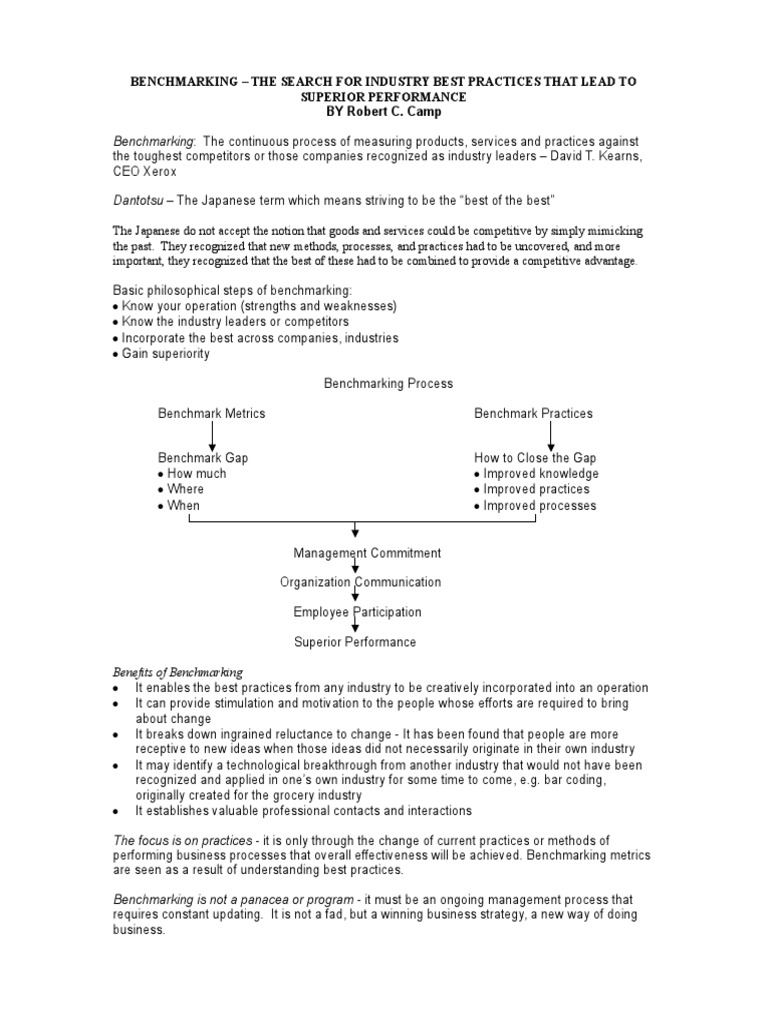 Benchmarking Guidelines | PDF | Benchmarking | Strategic Management Benchmarking Guidelines | PDF | Benchmarking | Strategic Management