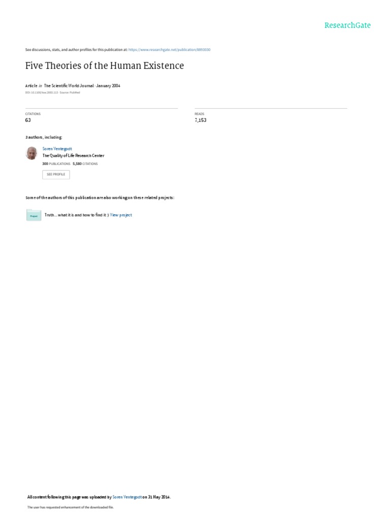 Five Theories of Human Existence | PDF | Alternative Medicine | Theory