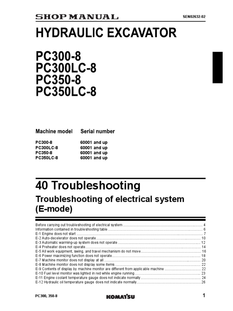 PC350-8 Troubleshooting of Electrical System (E-Mode) PDF | PDF ...