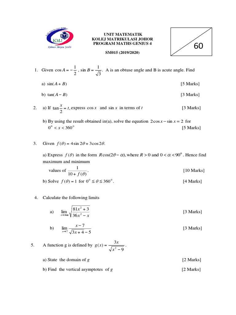 Advanced Trigonometry Problems | PDF | Trigonometric Functions | Equations