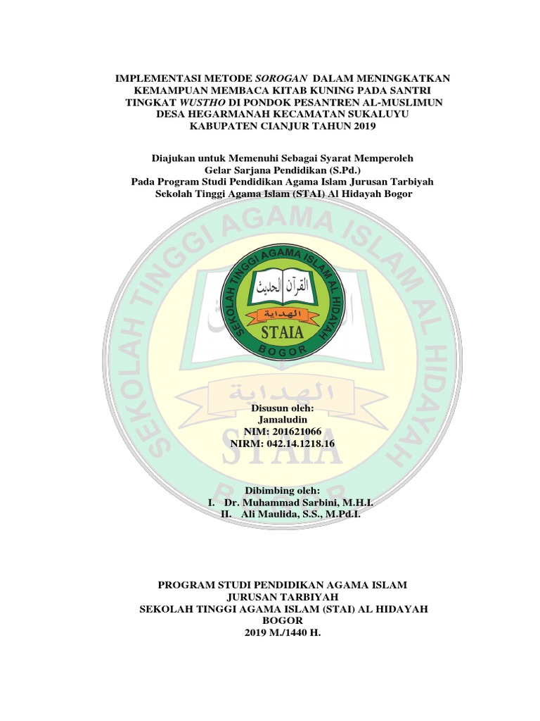 Implementasi Metode Sorogan Dalam Meningkatkan Kemampuan Membaca Kitab ...