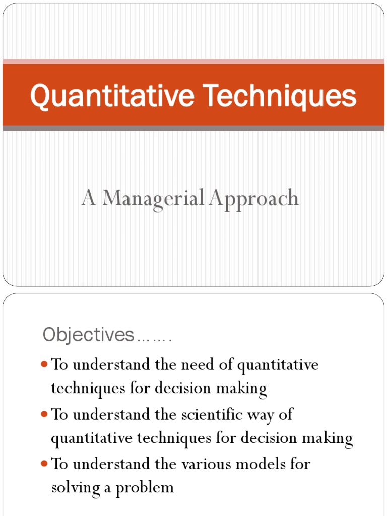 Quantitative Techniques-A Managerial Approach | PDF