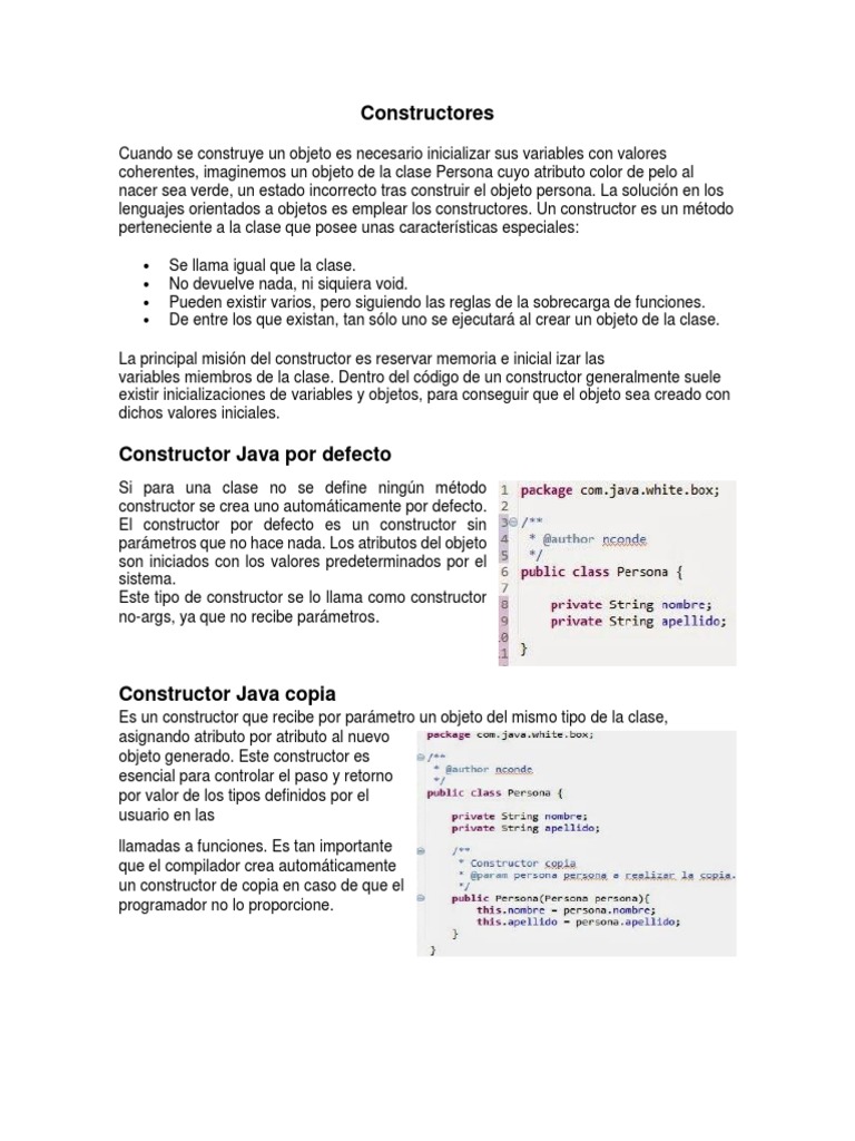 Constructores En Java Pdf Constructor Programación Orientada A 