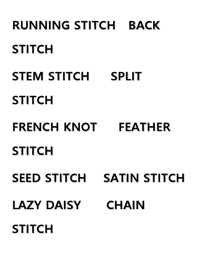 Running Stitch Back Stitch | PDF