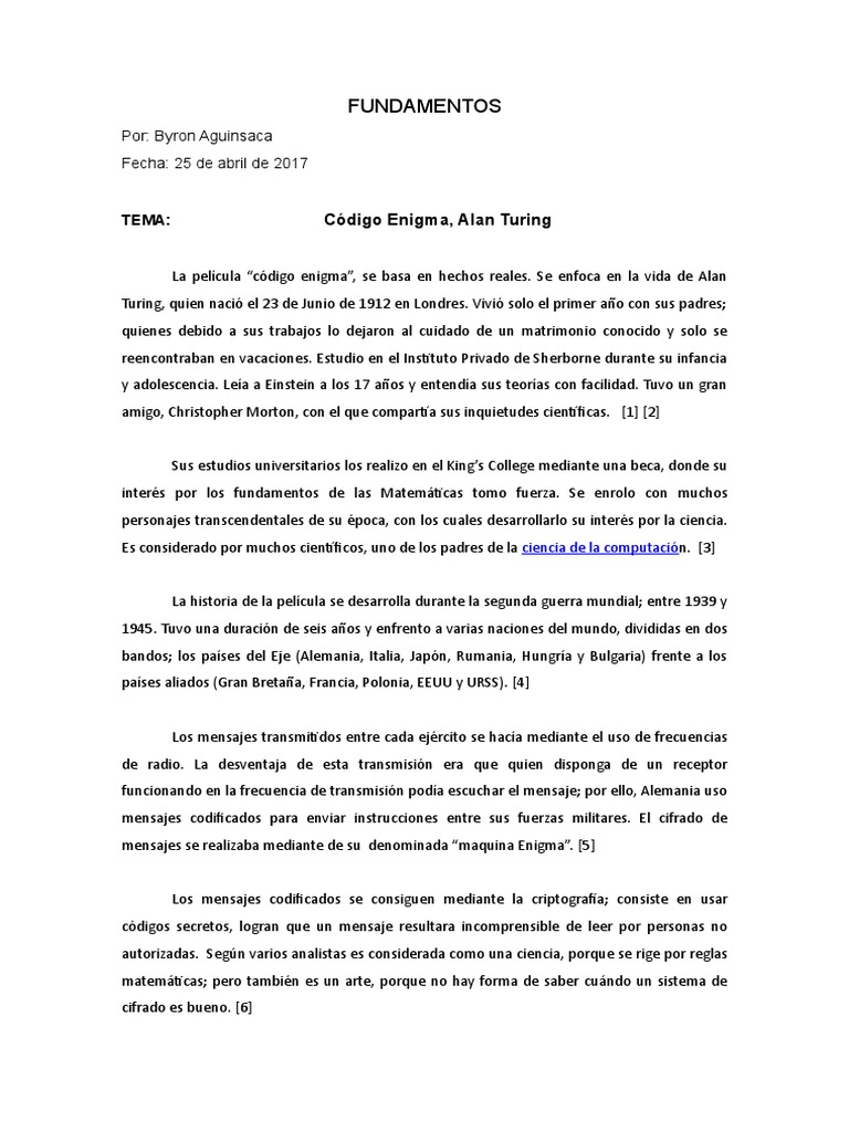 Alan Turing y el Código Enigma | PDF | Alan Turing | Criptografía