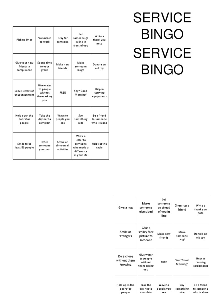Service Bingo Service Bingo | PDF