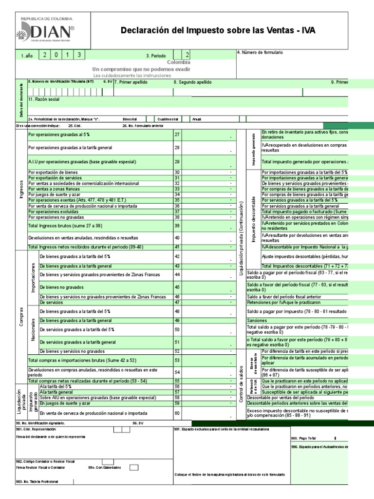 Formulario Iva 2013 | PDF | Impuesto al valor agregado | Impuestos