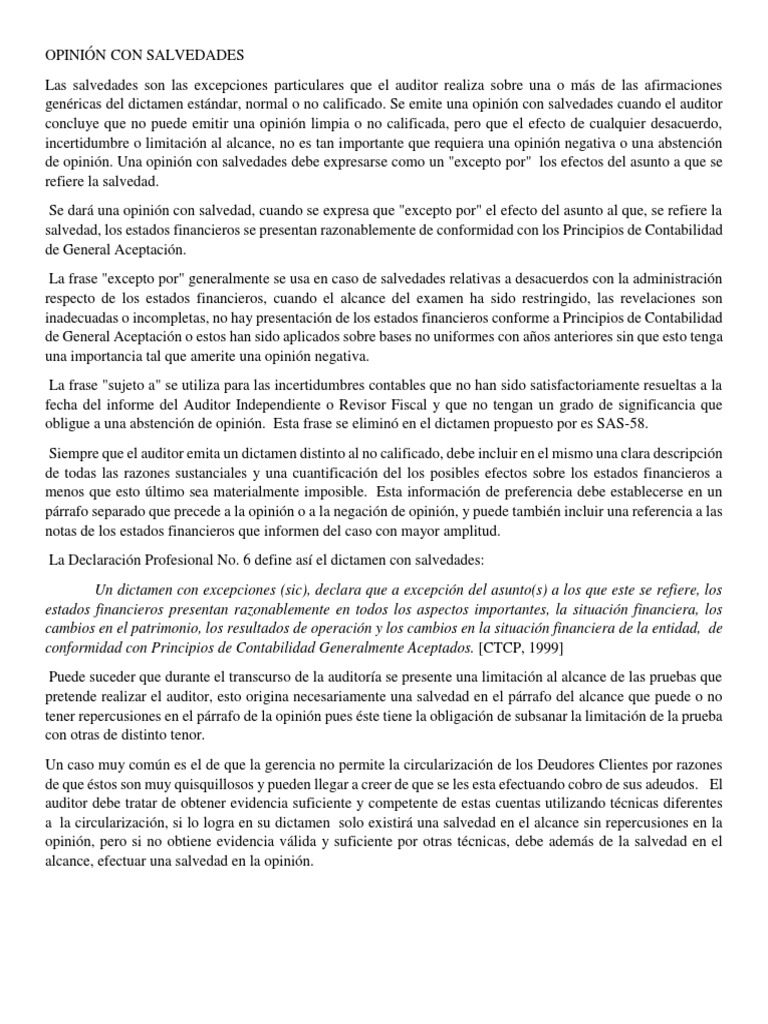 Opinión Con Salvedades | PDF | Contralor | Auditoría