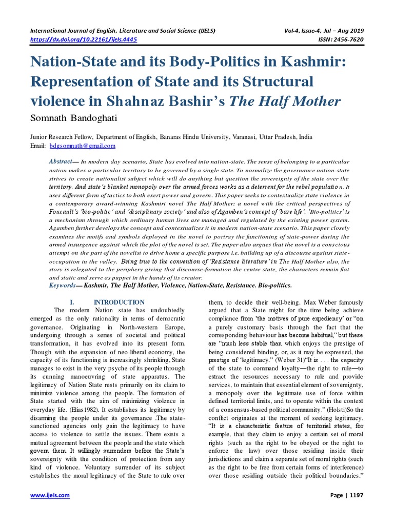 Nation-State and Its Body-Politics in Kashmir: Representation of State ...