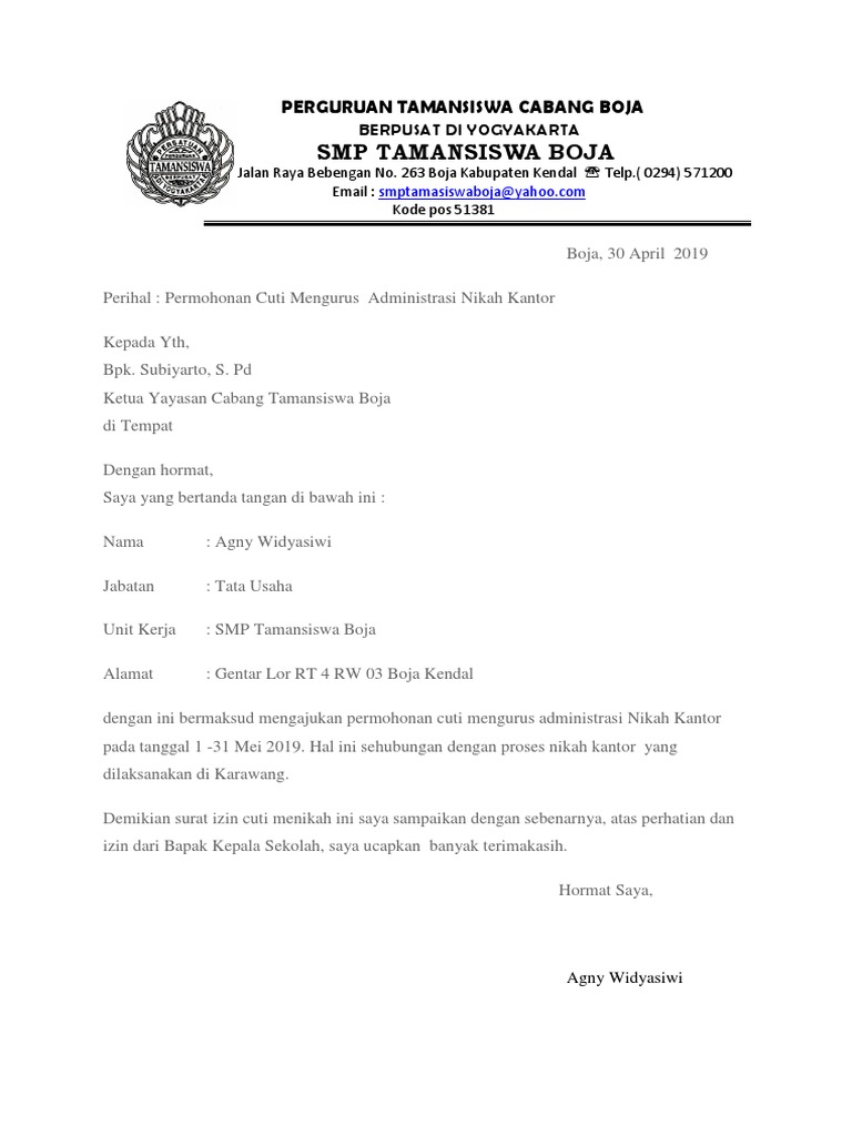 Surat Ijin Cuti | PDF