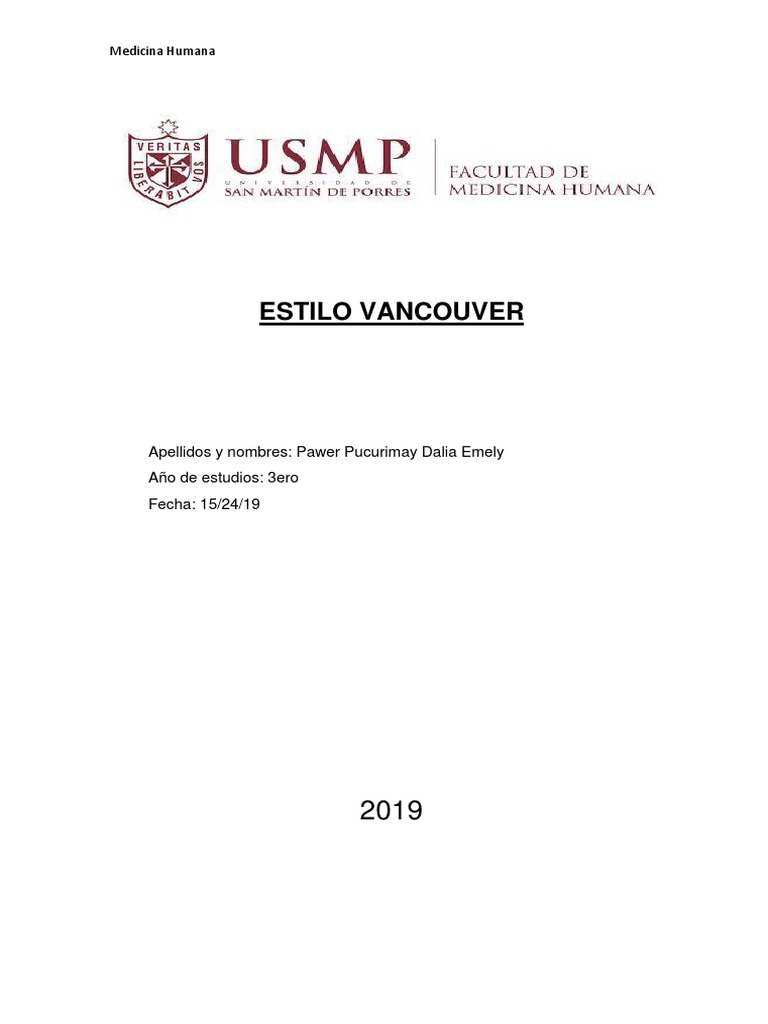 Guía de Estilo Vancouver en Word | PDF