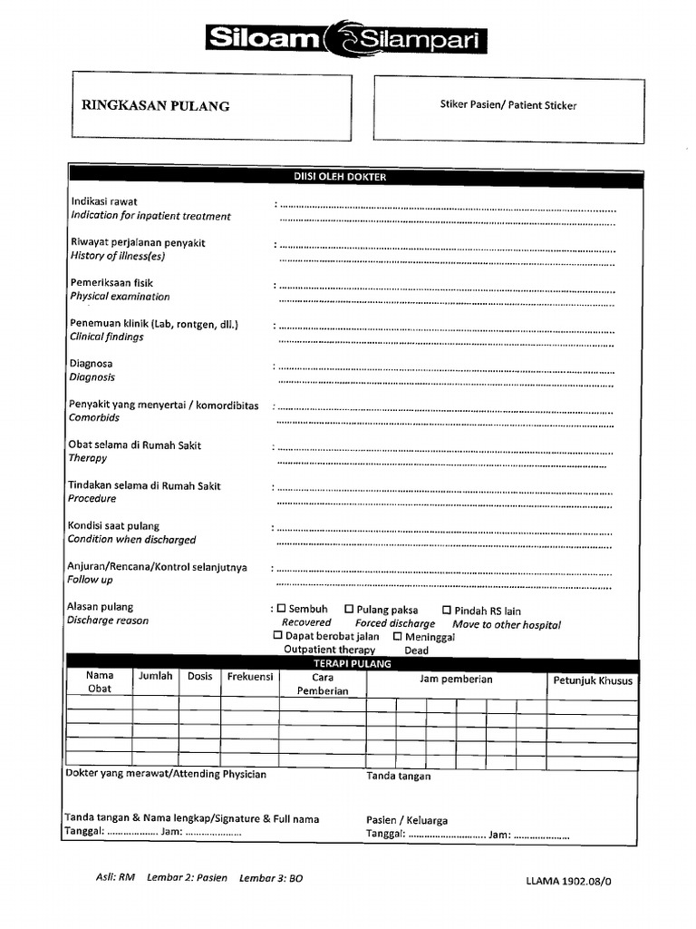 Form Ringkasan Pulang | PDF