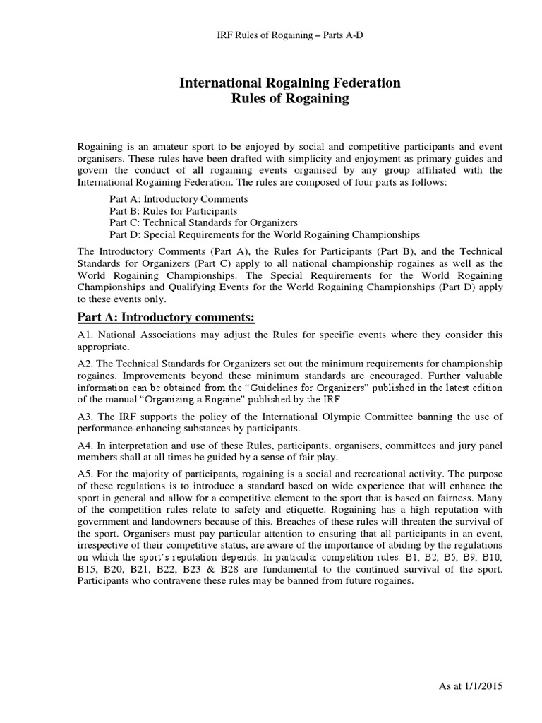 IRF Rules of Rogaining 2015 | PDF | Sports | Nature