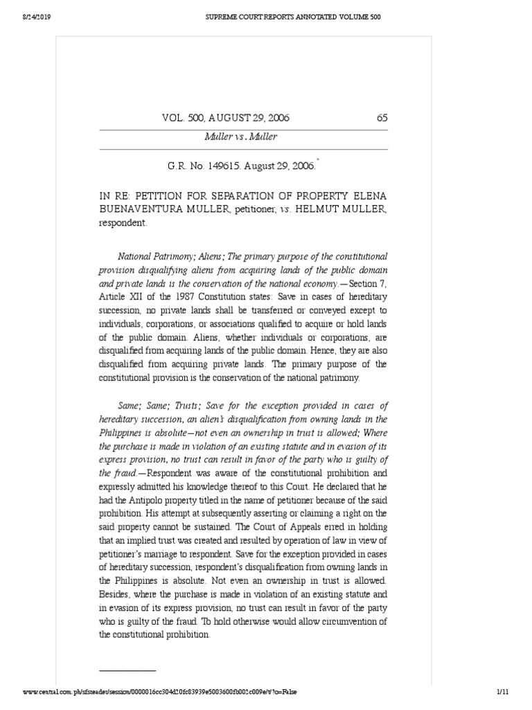 52 Muller Vs Muller | PDF | Equity (Law) | Government Information