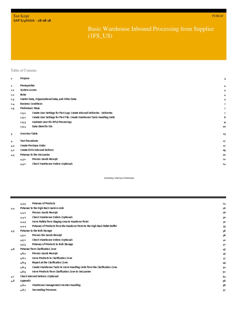 1FS - Basic Warehouse Inbound Processing From Supplier | PDF ...