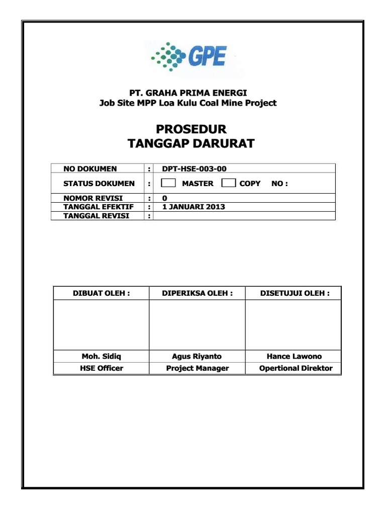 Edoc - Pub - Hse Sop Gpe 002 Tanggap Daruratpdf | PDF