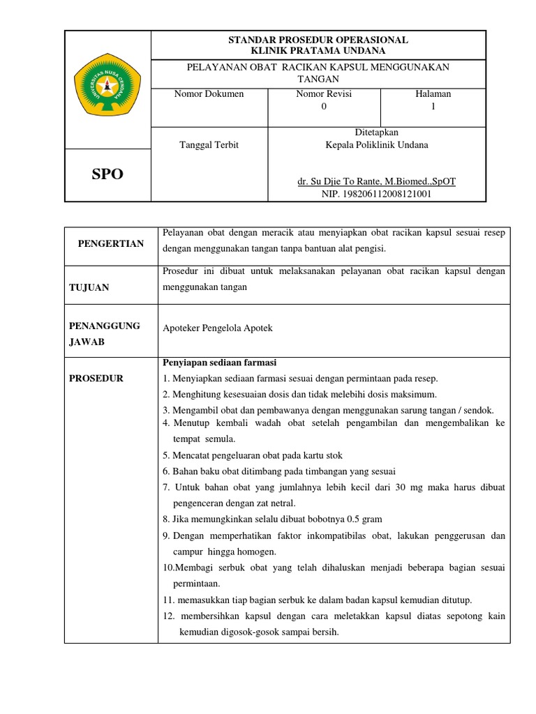 Pelayanan Obat Racikan Kapsul Dengan Tangan | PDF