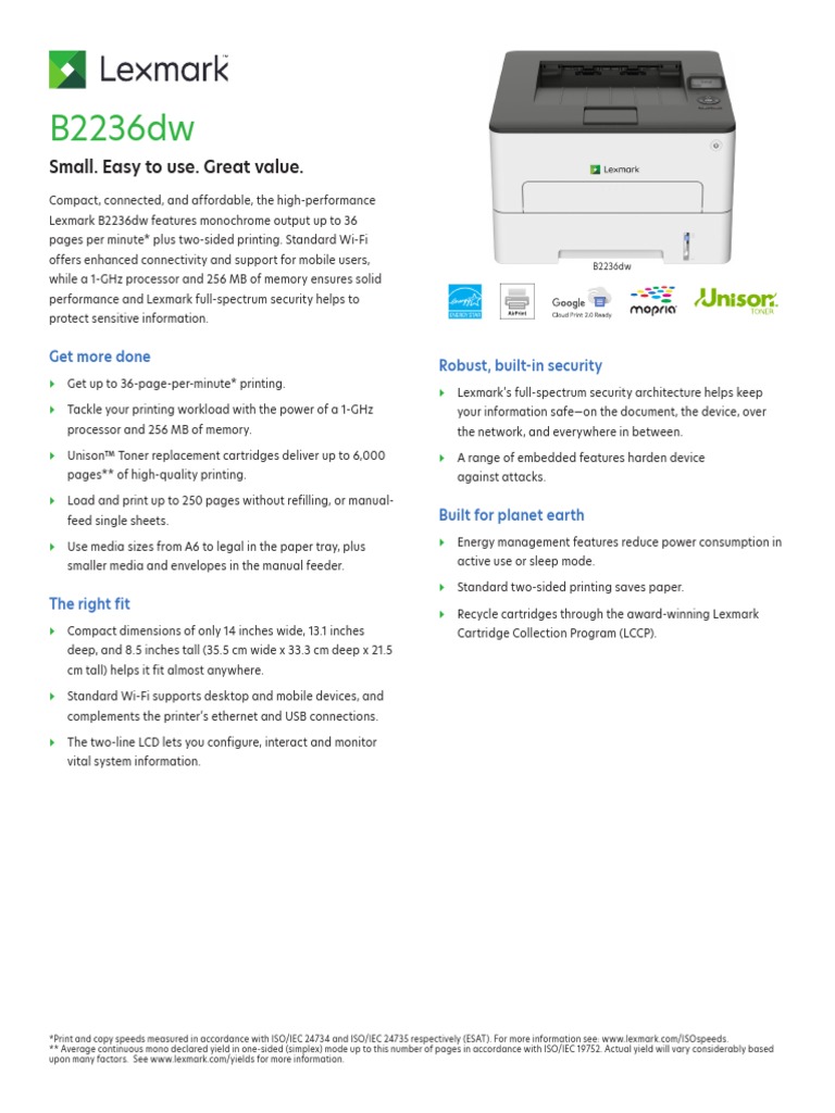 Brochure - b2236dw | PDF | Printer (Computing) | Electronic Engineering