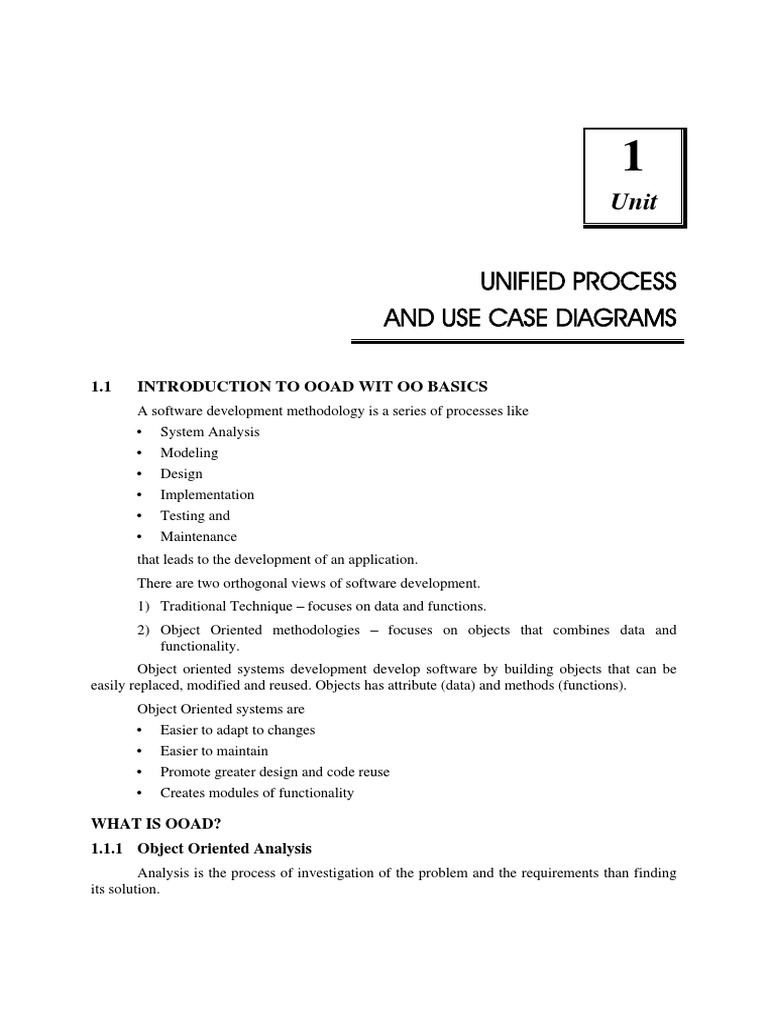 Unified Process and Use Case Diagrams: 1.1 Introduction To Ooad Wit Oo Basics | PDF | Use Case ...