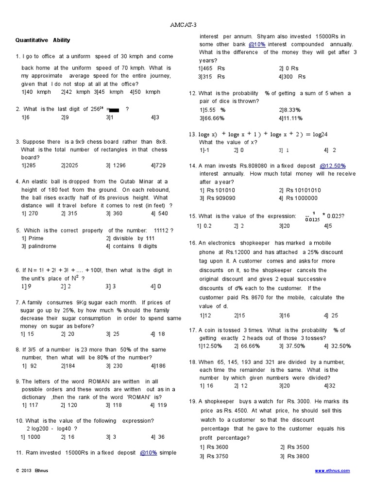 Amcat Latest Question And Answer Pdf Numbers Teaching Mathematics
