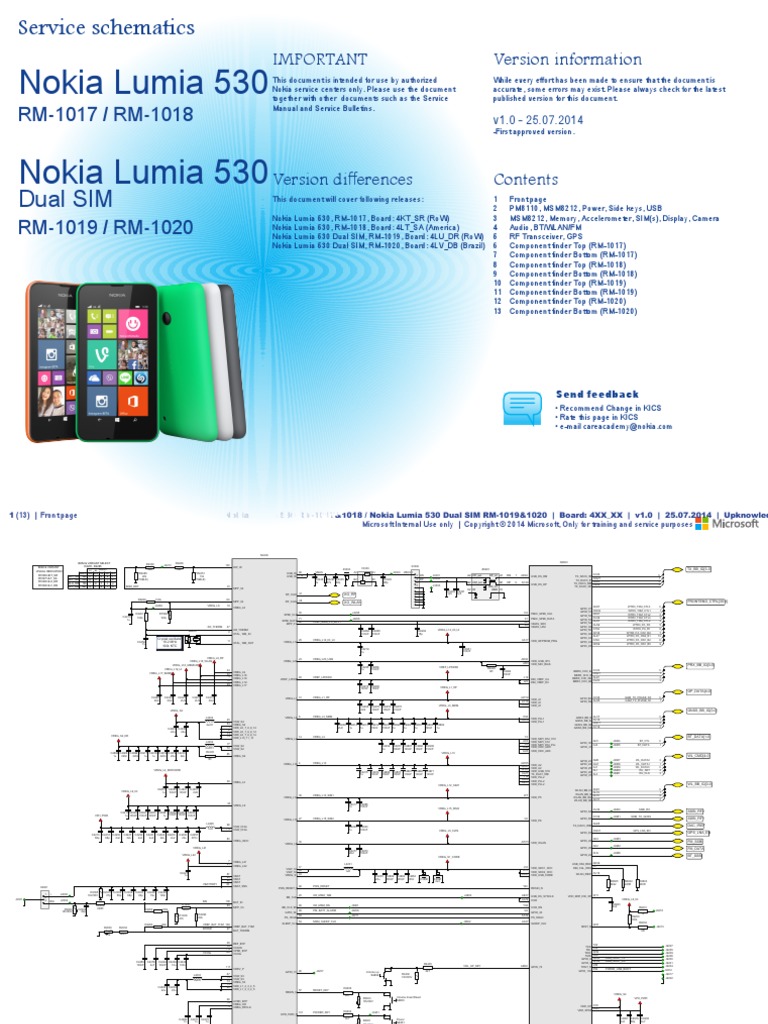 Nokia Lumia 530 RM-1017 RM-1018 Service Schematics v1.0 | PDF ...