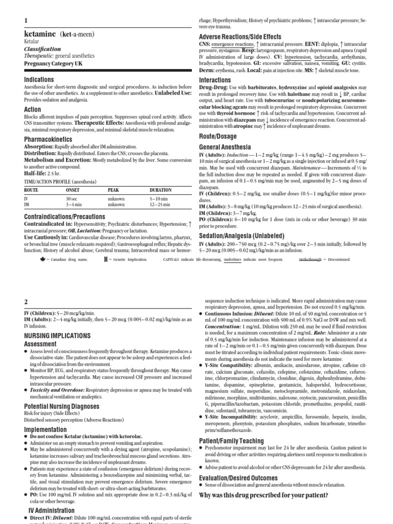 Ketamine | PDF | Anesthesia | Drugs