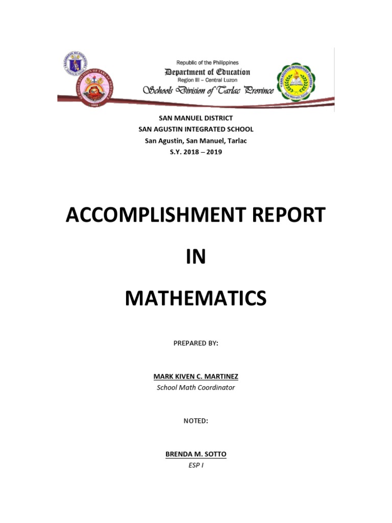 Accomplishment Report IN Mathematics | PDF | Teaching Mathematics ...